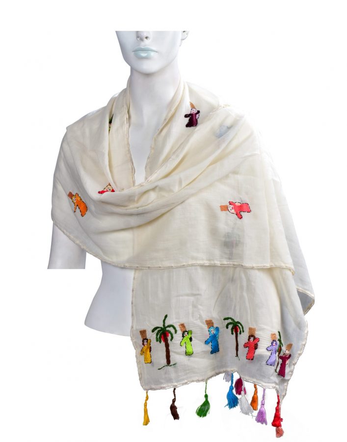 Embroidered Egyptian Country-Style Schall With Fringe - EGY Handmade